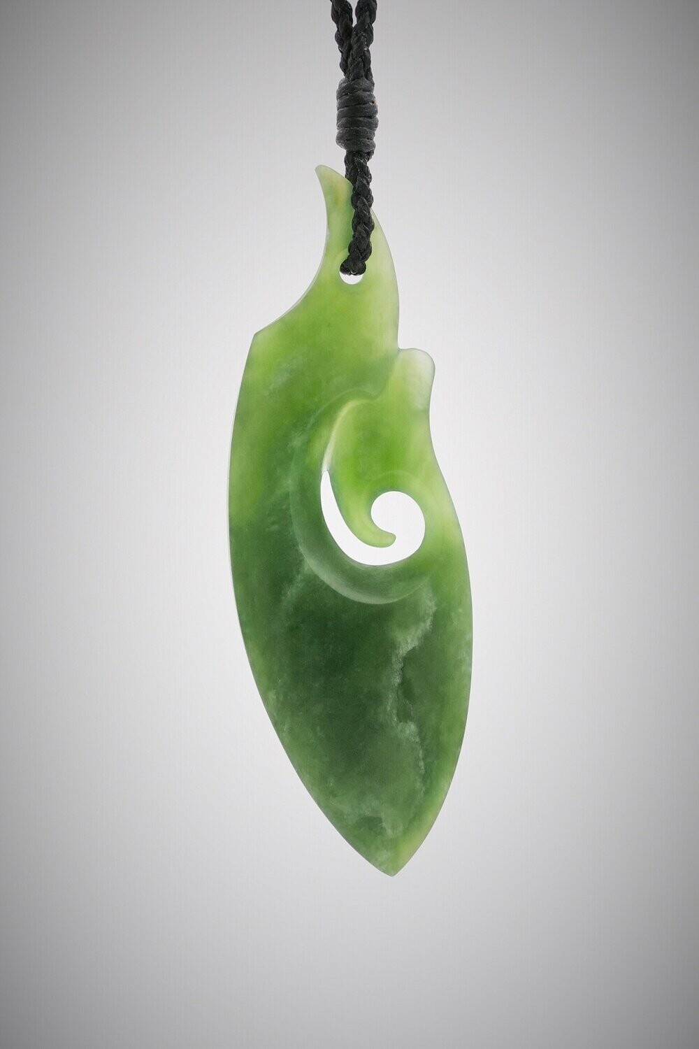 Moko Pounamu Contemporary Koru NZ Genuine Kahotea Greenstone - Moawhango