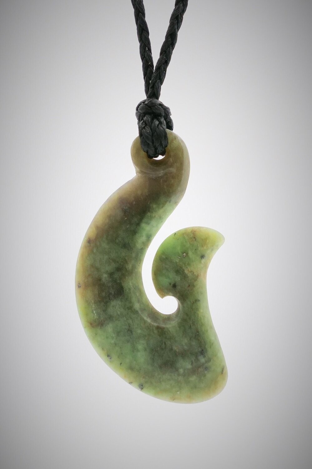 Moko Pounamu Hook (Hei Matau) NZ Genuine Auhunga Greenstone - Wairunga