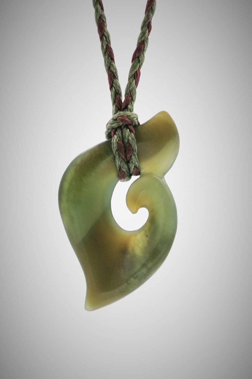 Moko Pounamu Contemporary Koru NZ Genuine Inanga Greenstone - Korongata