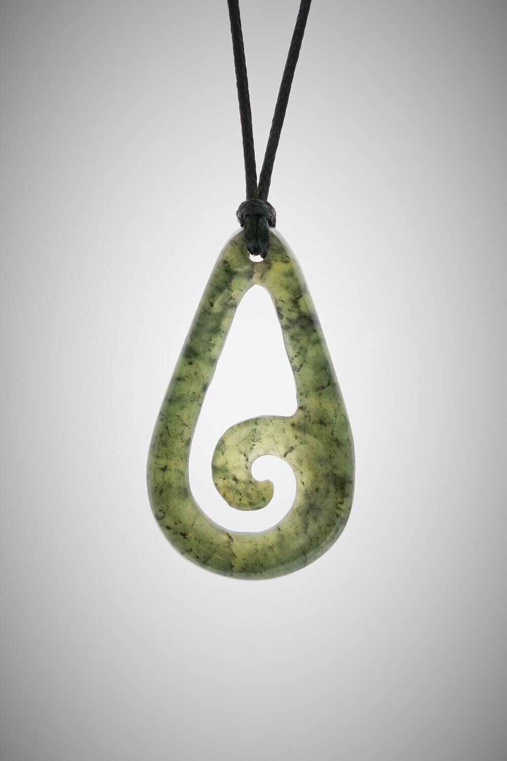 Moko Pounamu Roimata Drop with Koru NZ Genuine Kawakawa Greenstone ...