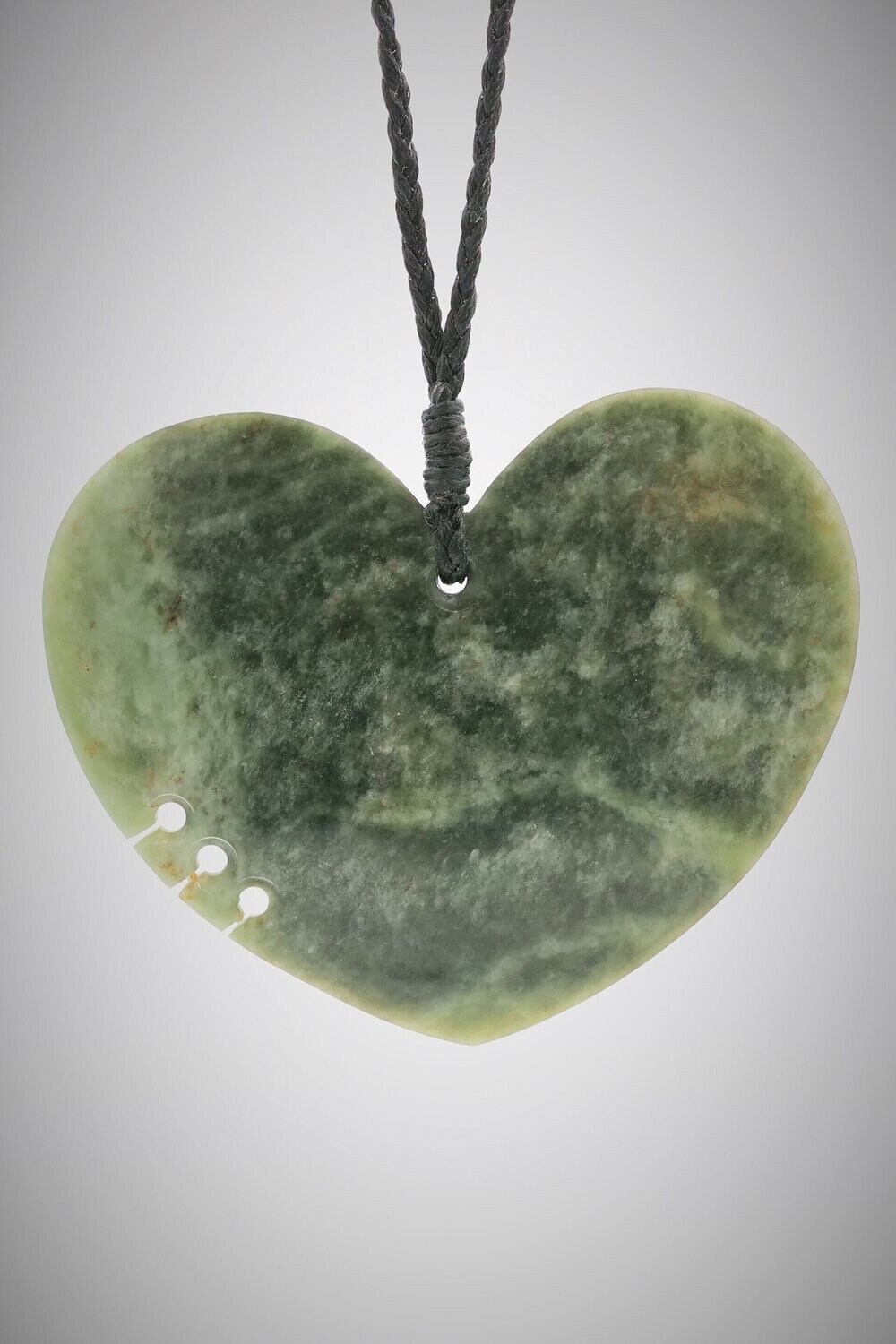 Moko Pounamu Notched Heart NZ Genuine Auhunga Greenstone - Mangateretere