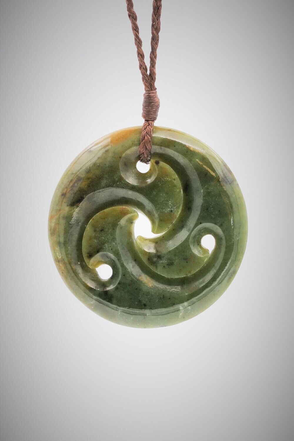 Moko Pounamu Contemporary triple Koru NZ Genuine Raukaraka Greenstone ...