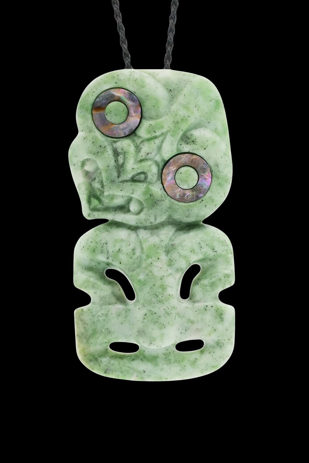 Moko Pounamu Hei Tiki Genuine NZ Kahotea Greenstone - Ruakituri