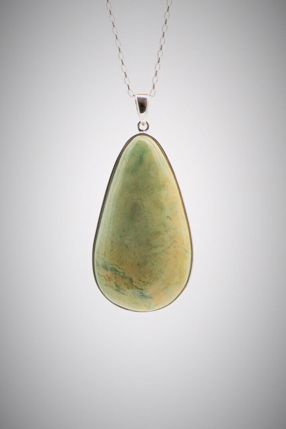 Moko Pounamu Flower Greenstone and Sterling Silver Pendant