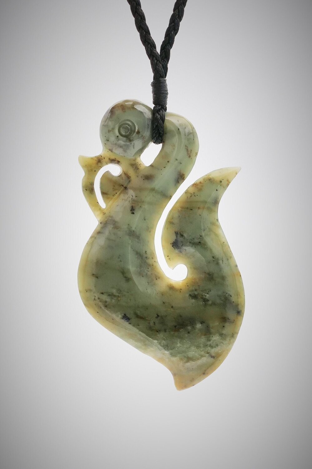 Moko Pounamu Manaia NZ Genuine Inanga Flower Greenstone - Putauaki