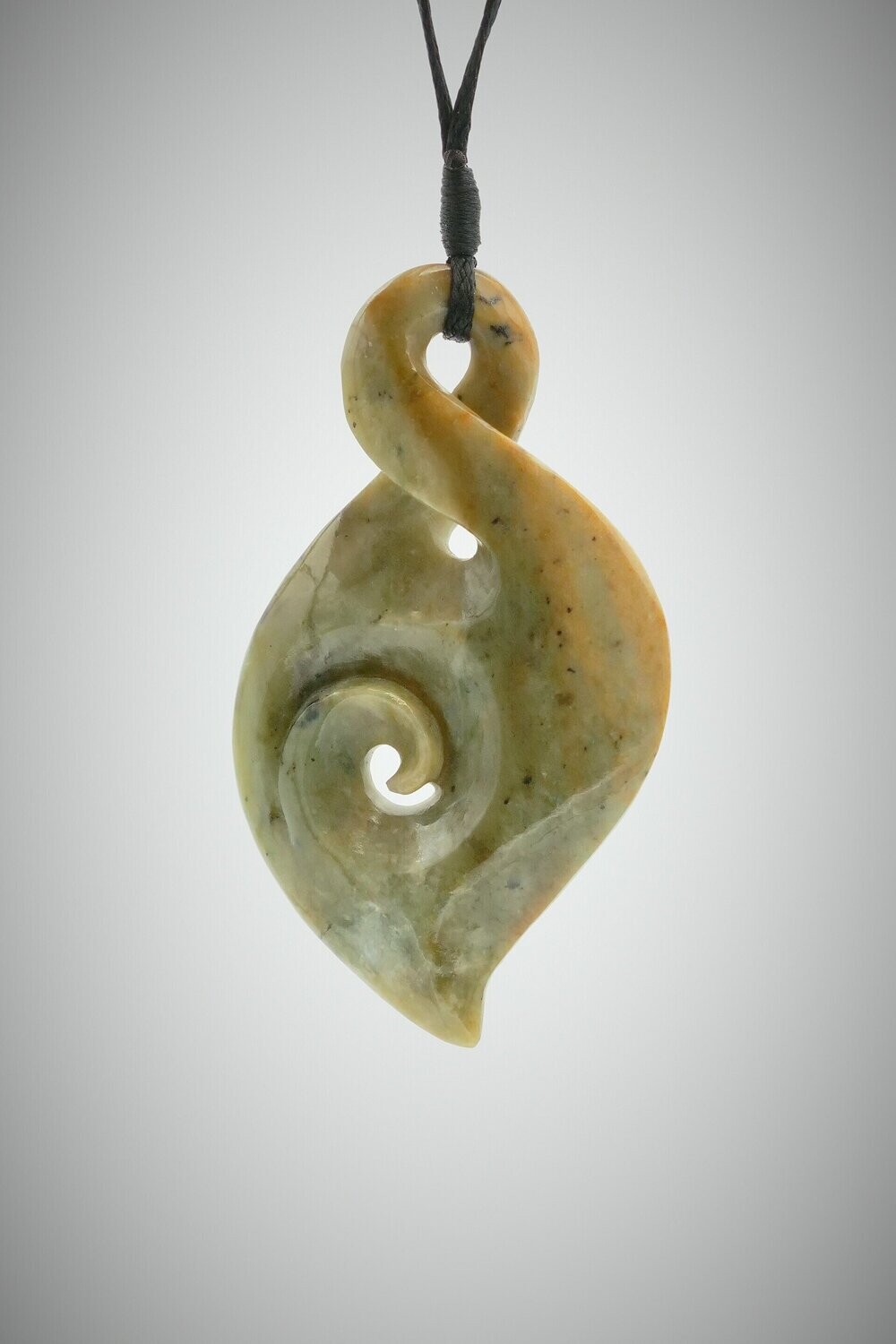 Moko Pounamu Single Pikorua with Koru NZ Genuine Inanga Flower ...