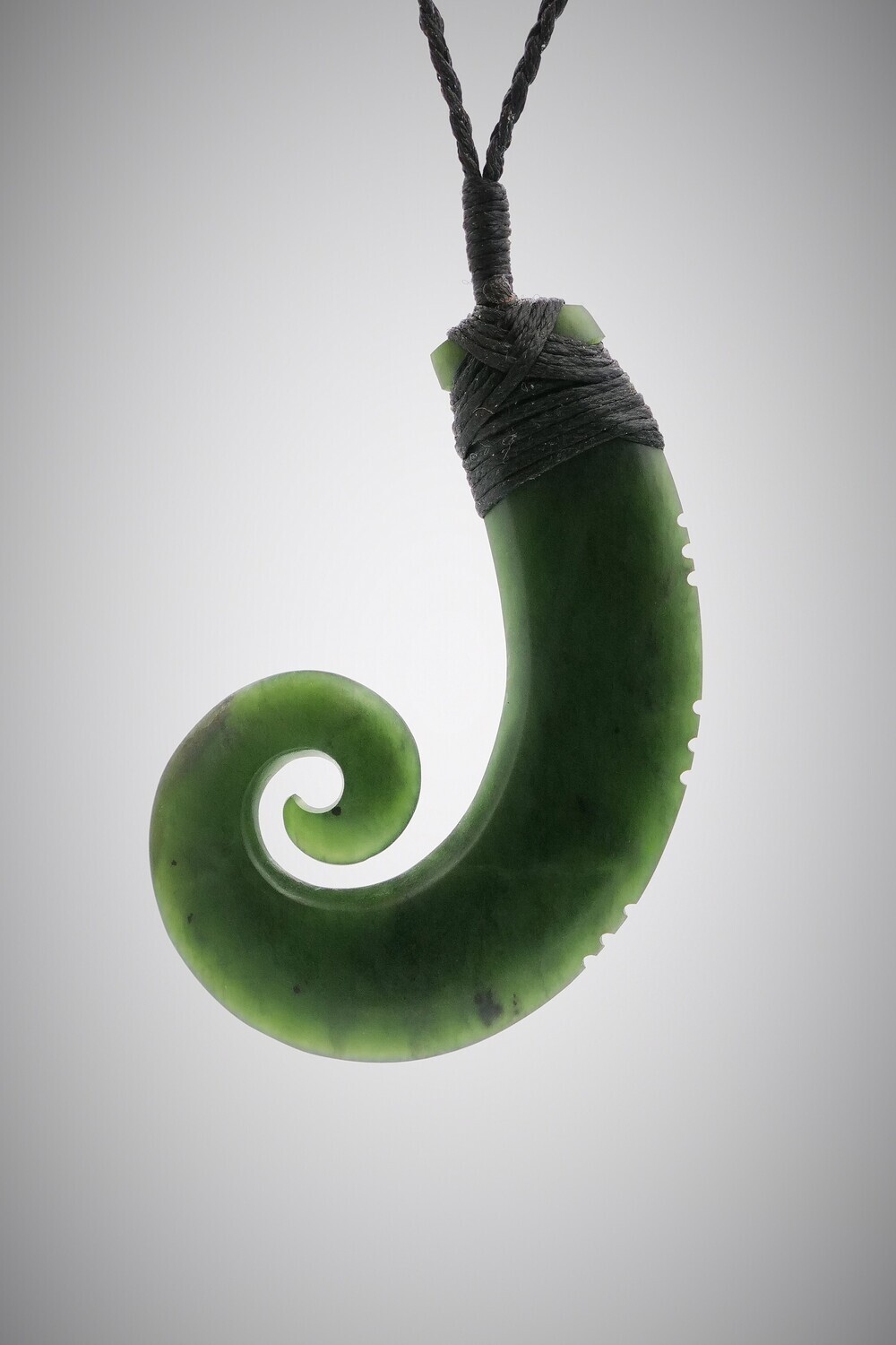 Moko Pounamu Hei Matau NZ Genuine Hapopo Greenstone - Haurata