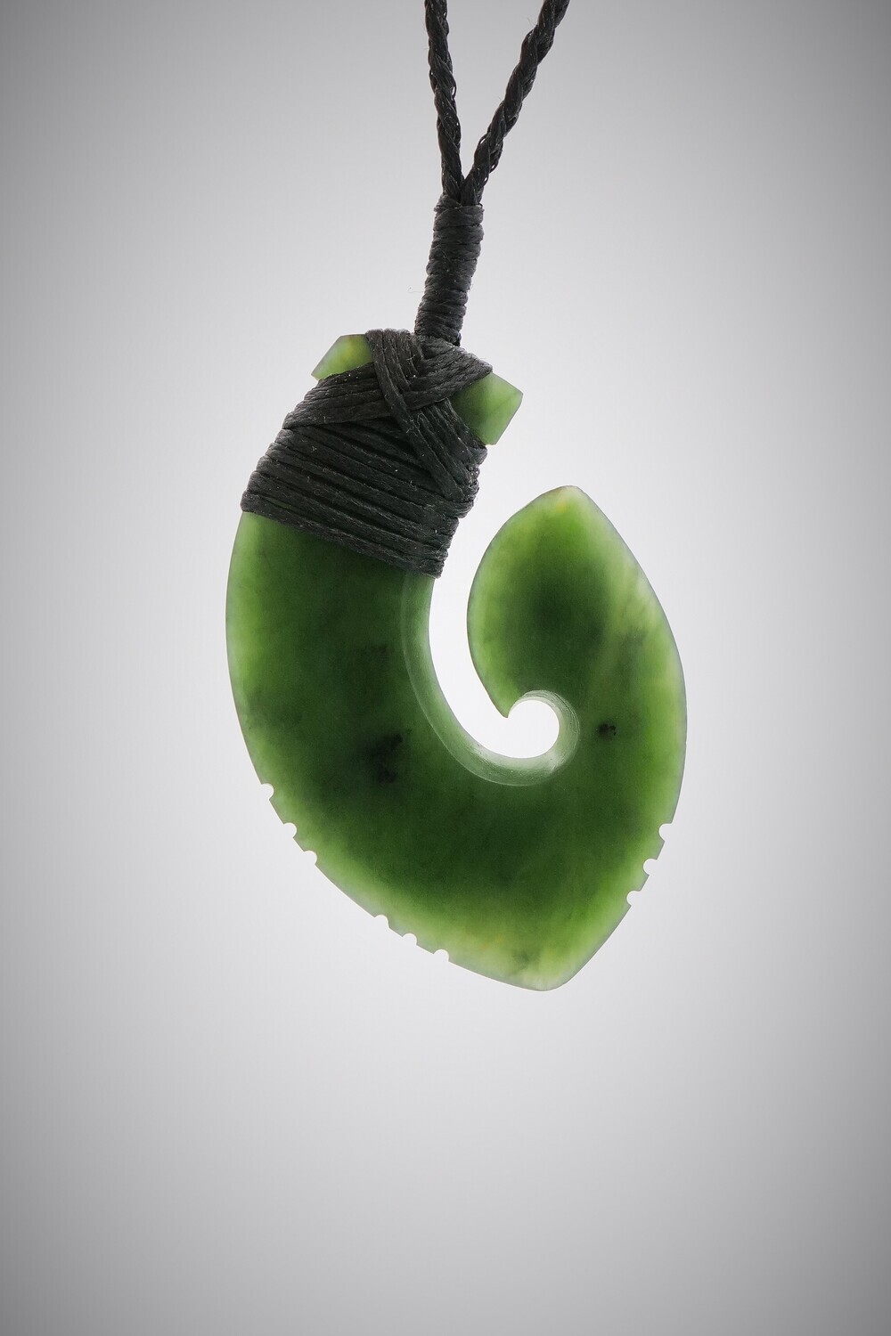 Moko Pounamu Notched Hook (Hei Matau) NZ Genuine Hapopo Greenstone ...