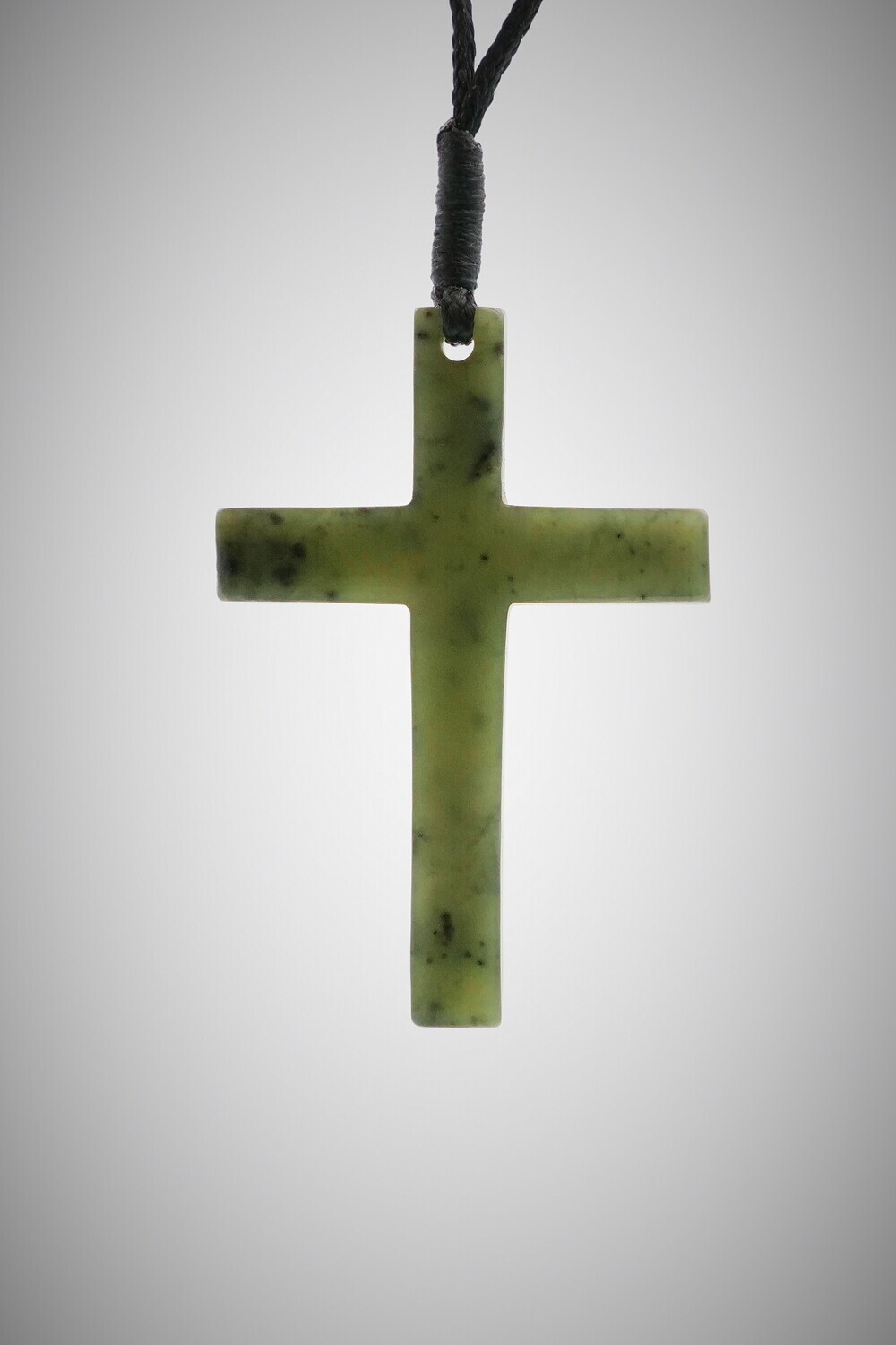 Moko Pounamu Cross NZ Genuine Kawakawa Greenstone - Tokaanu