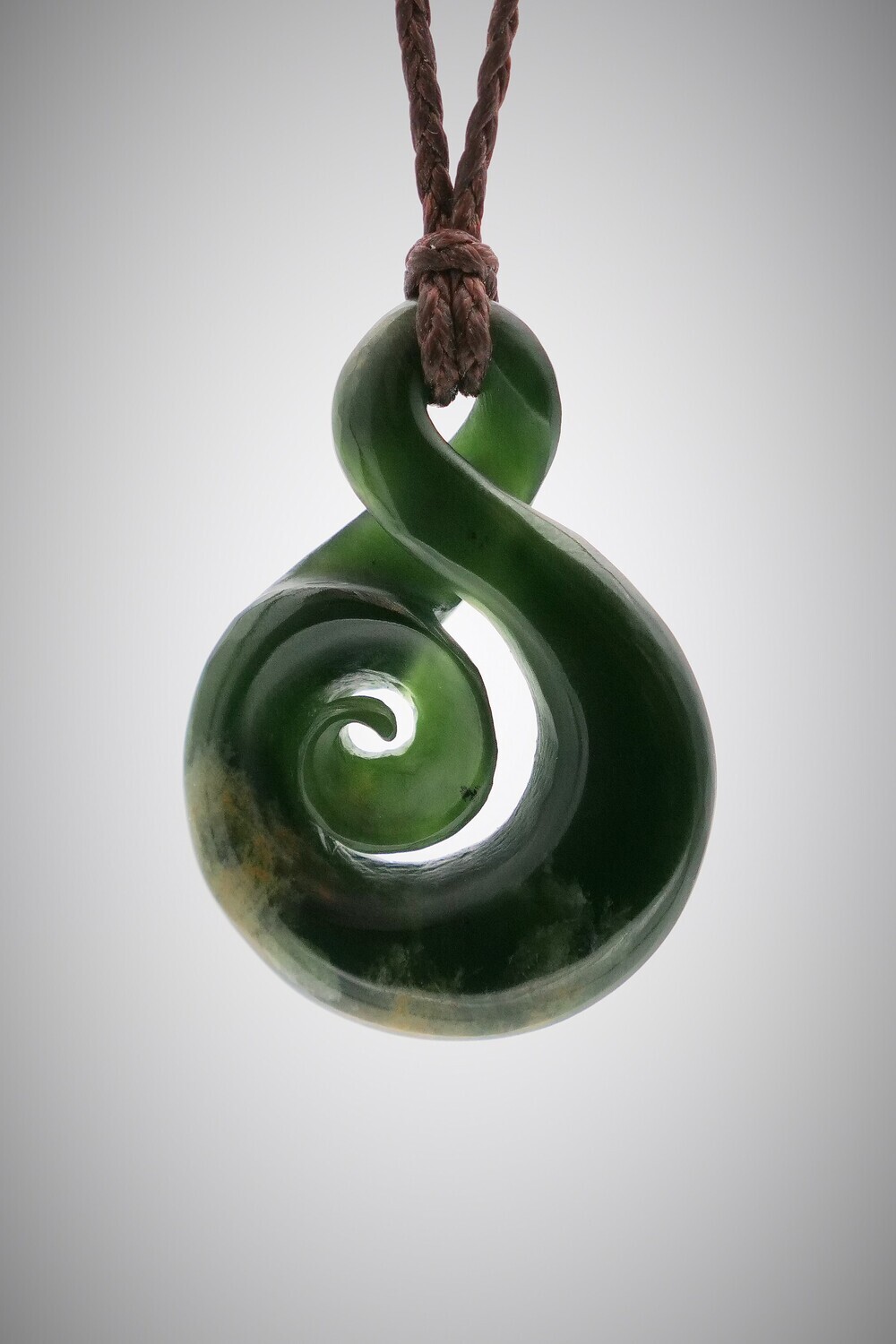 Moko Pounamu Single Pikorua with Koru NZ Genuine Kawakawa Flower ...