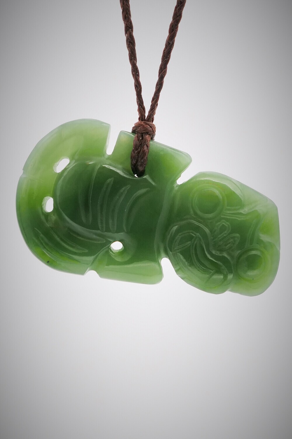 Moko Pounamu Hei Tiki Genuine NZ Kahurangi Greenstone - Pureora