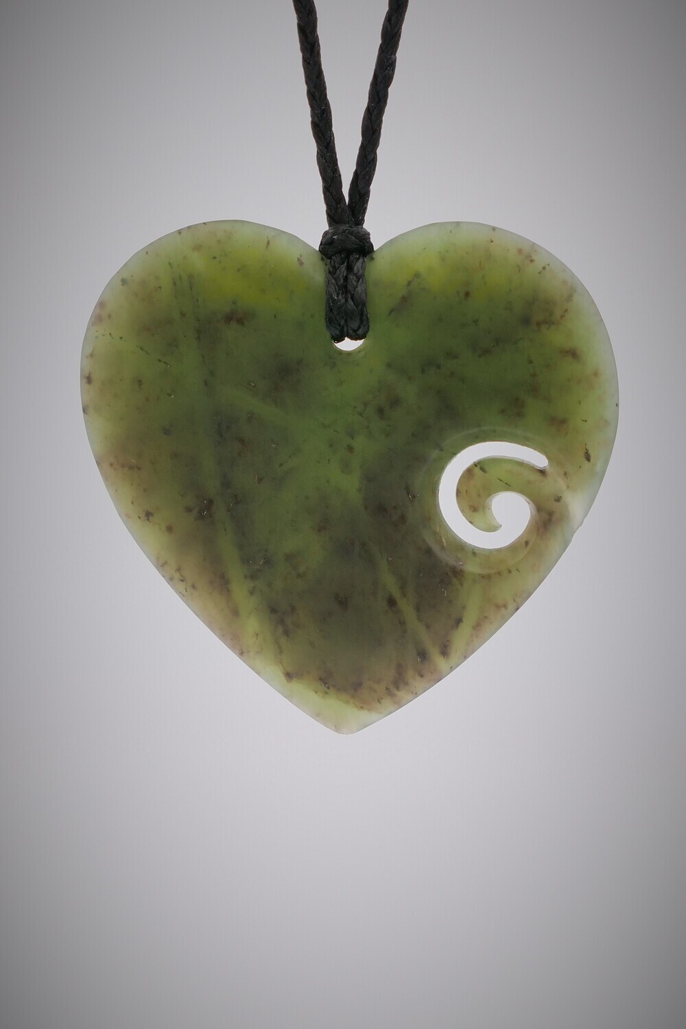 Moko Pounamu Greenstone Heart Pendant NZ Genuine Totoweka Pounamu ...