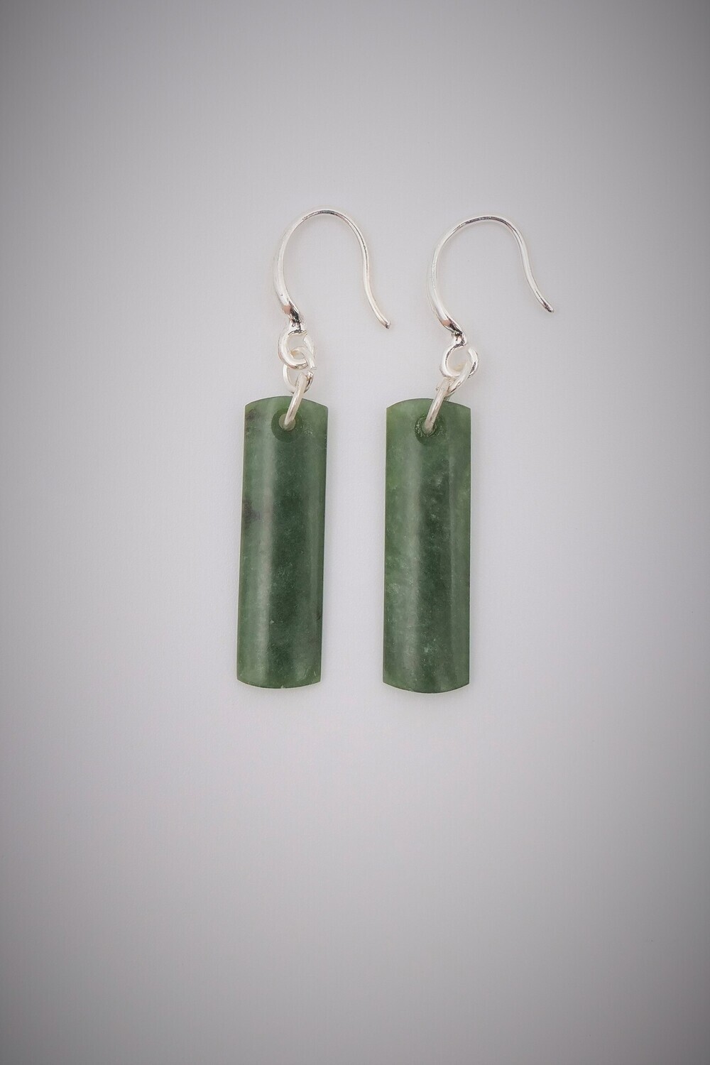 Greenstone and Silver Drop Earrings sml