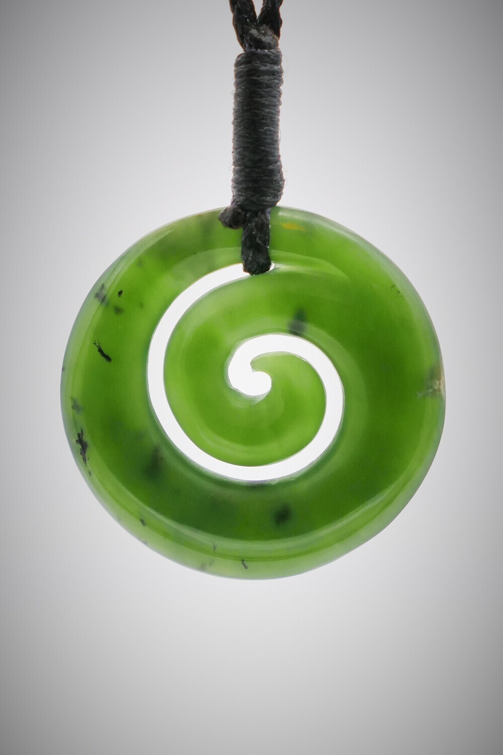 Moko Pounamu Closed Koru NZ Genuine Kawakawa Greenstone - Manawaru