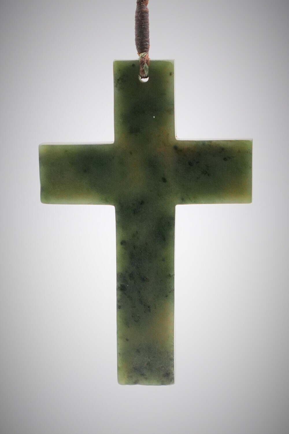 Moko Pounamu Cross pendant NZ Genuine Kawakawa Greenstone - Whangamata