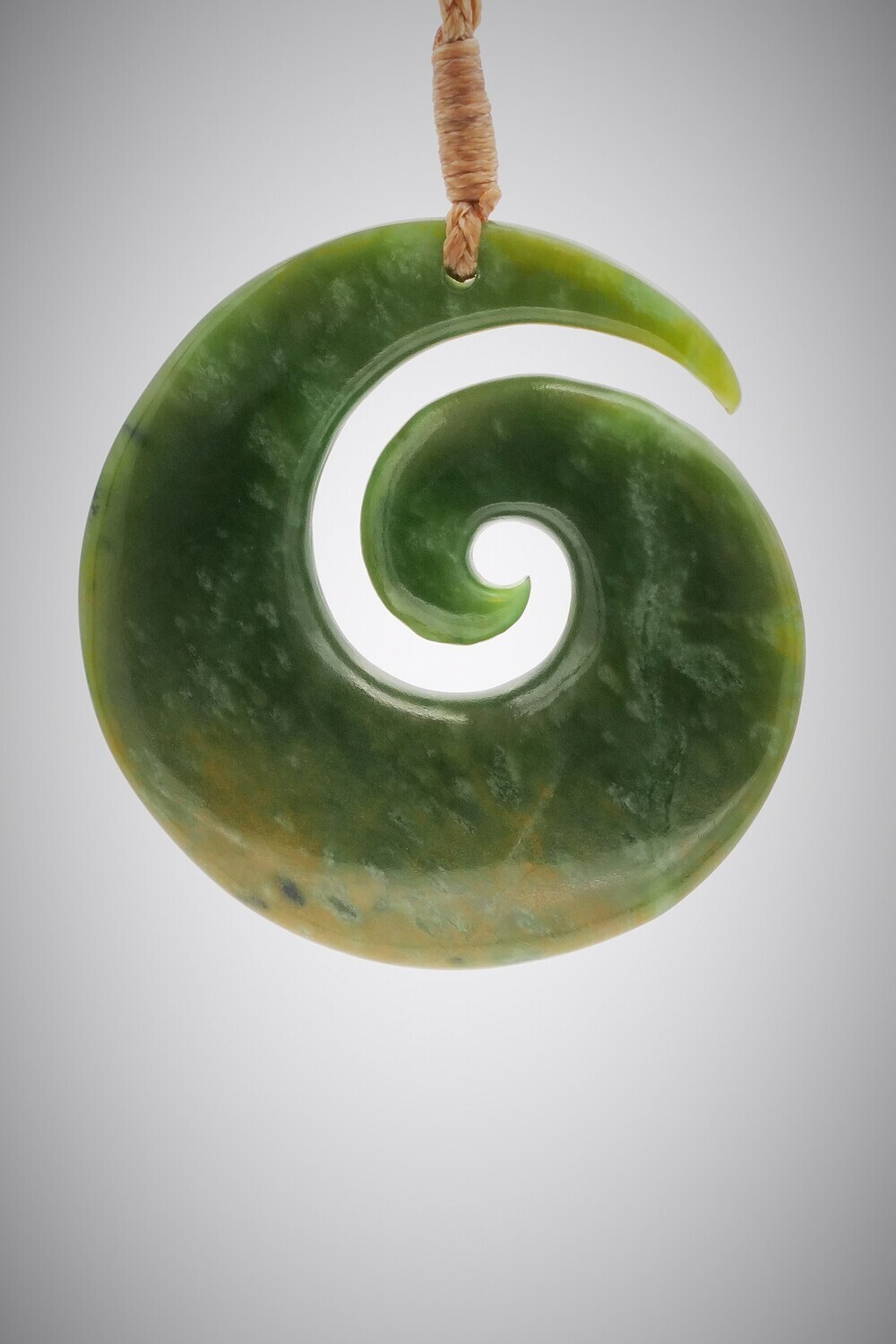 Moko Pounamu Open Koru NZ Genuine Marsden Flower Greenstone - Rotoorangi