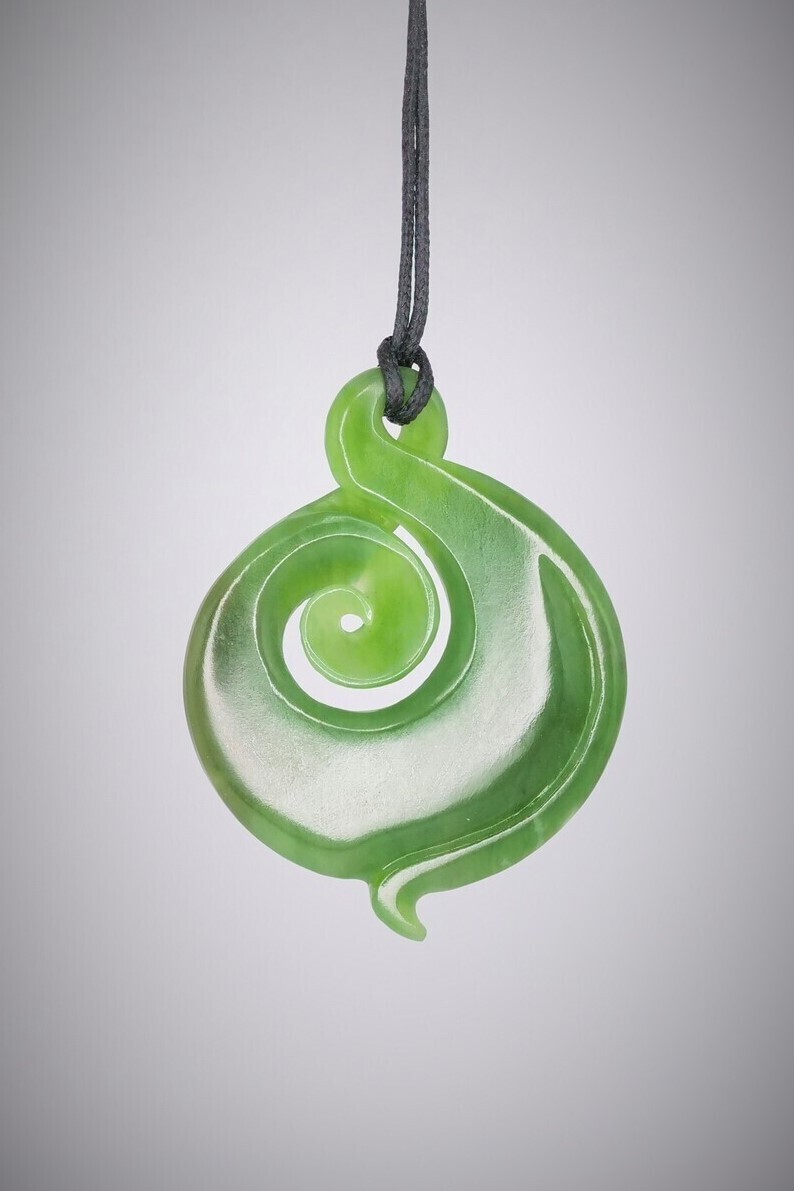 Moko Pounamu Single Pikorua (Twist) Koru NZ Genuine Inanga Greenstone ...