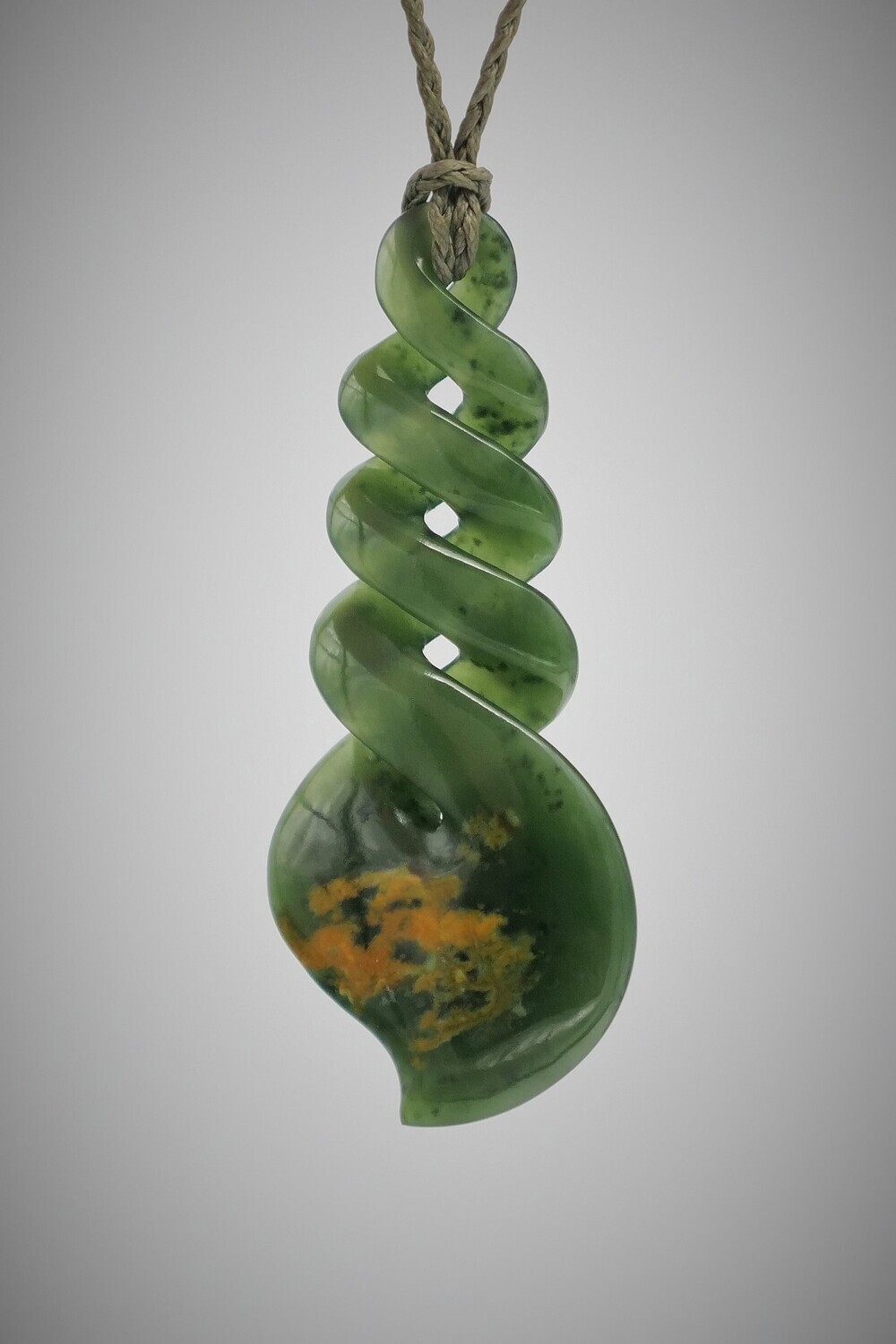 Moko Pounamu Quadruple Twist NZ Genuine Kahurangi Greenstone - Parohe
