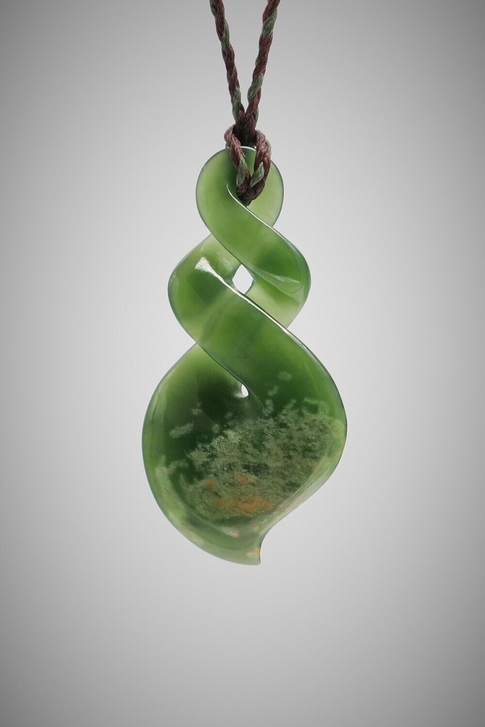 Moko Pounamu Double Pikorua NZ Genuine Kahurangi Flower Greenstone ...