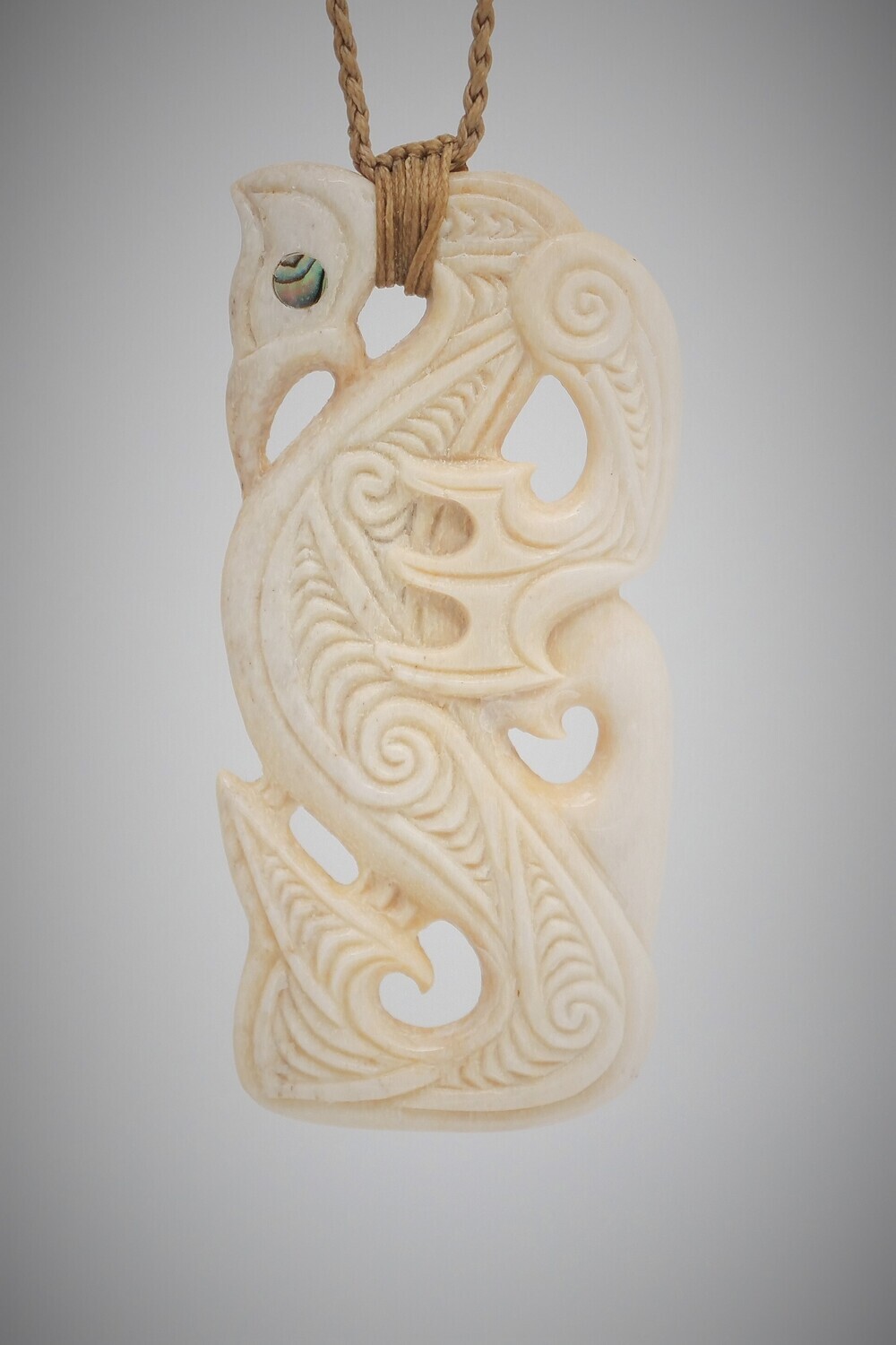 Moko Pounamu Manaia Genuine Whale Bone Carving - Tokatoka