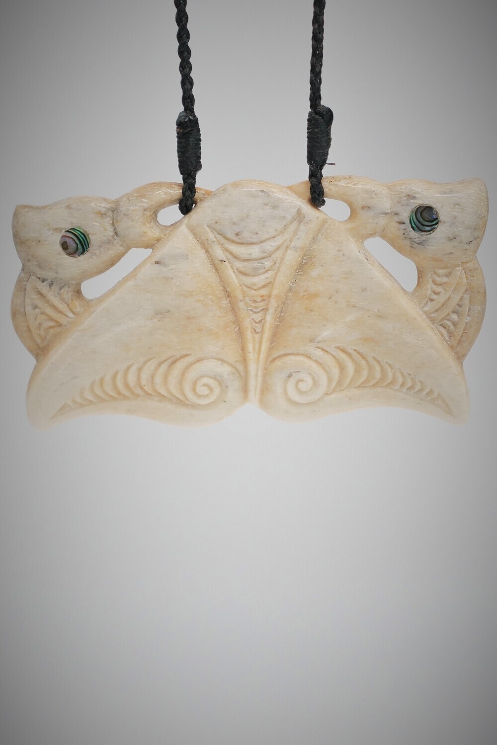 Moko Pounamu, Manaia Breastplate Genuine Whale Bone Carving - Maungaraho