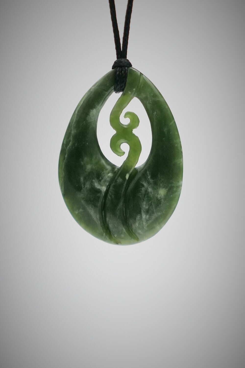 Moko Pounamu Roimata with Double Koru NZ Genuine Kahotea Greenstone ...