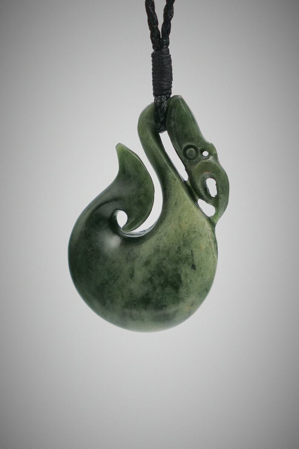 Moko Pounamu Manaia NZ Genuine Kawakawa Flower Greenstone - Takahiwai