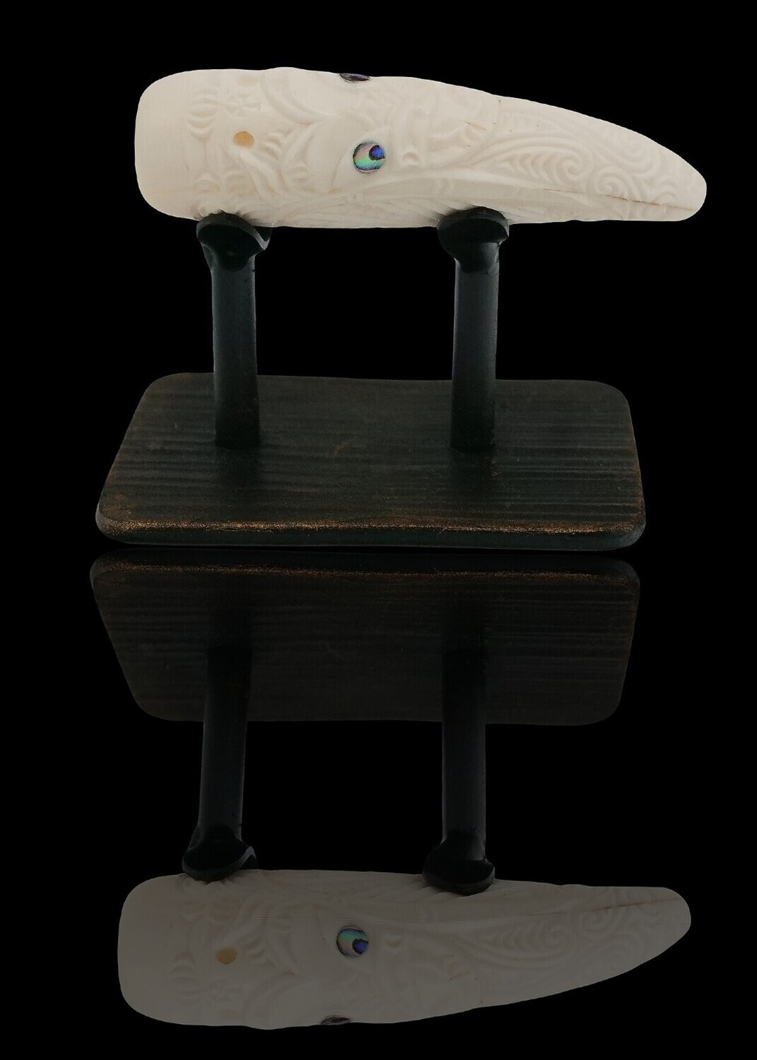 Moko Pounamu Nguru (Nose Flute) NZ Genuine Whale Tooth Rei Puta - Pawarenga