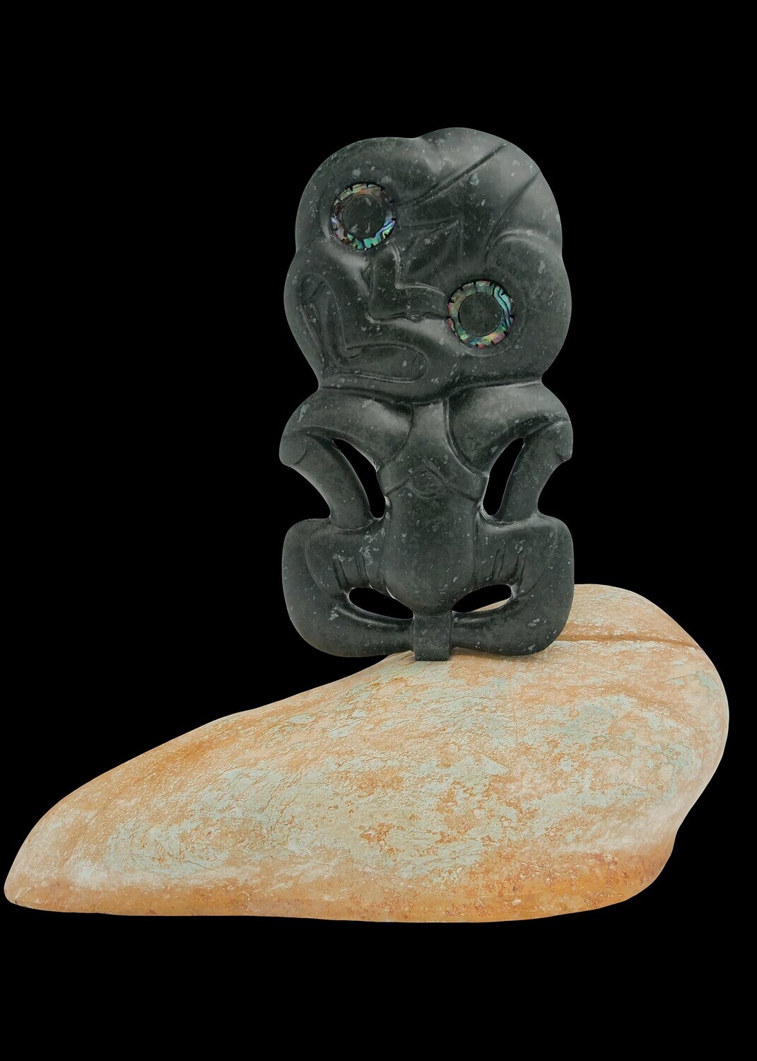 Greenstone Hei Tiki Sculpture NZ Genuine Kawakawa stone