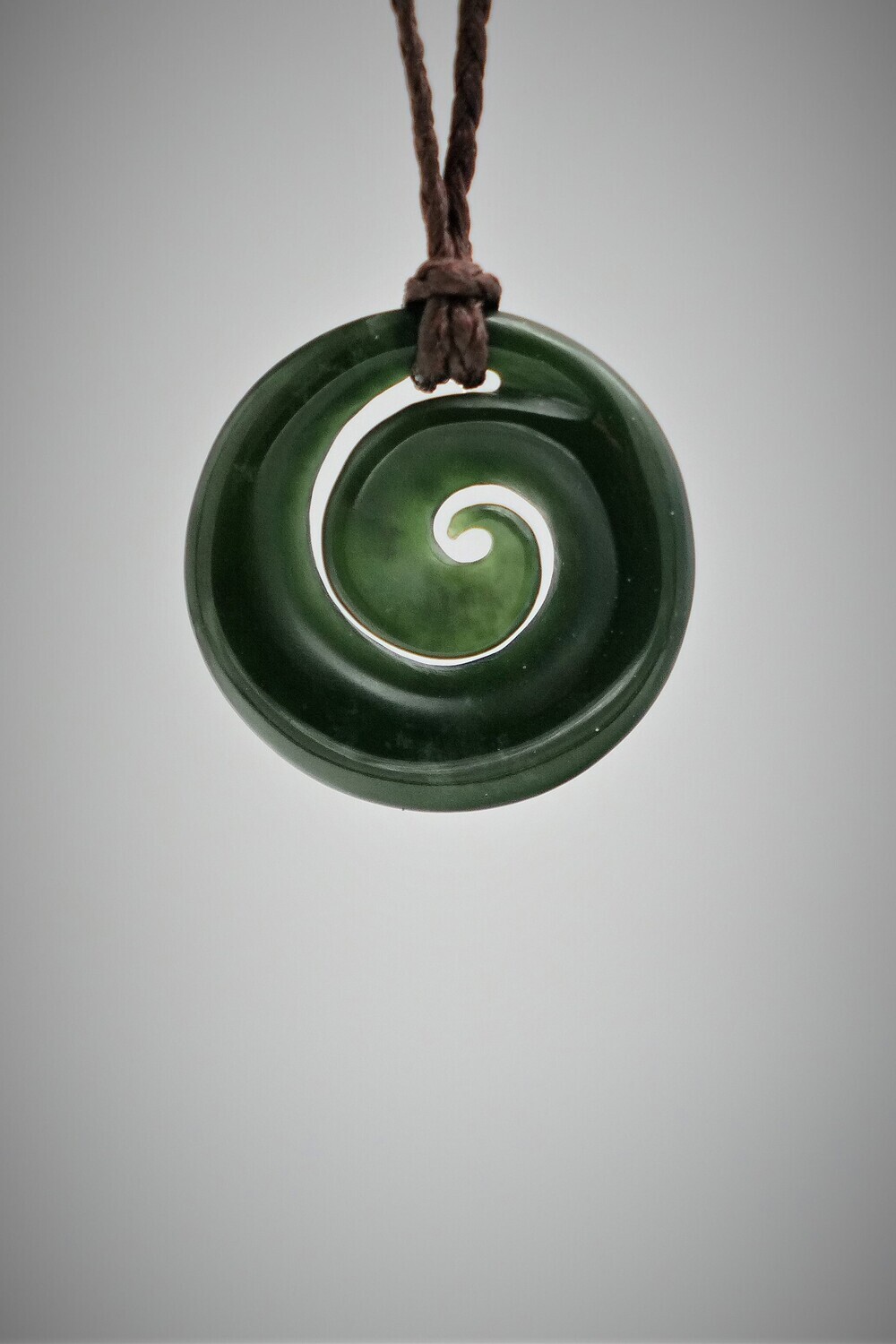 Moko Pounamu Closed Koru NZ Genuine Kawakawa Greenstone - Hihi