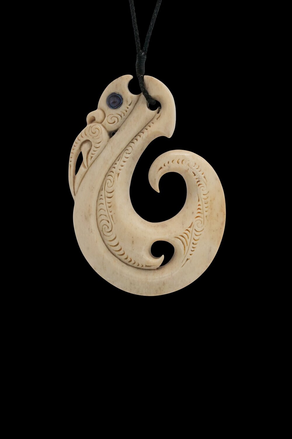 Moko Pounamu, Manaia Genuine Whale Bone Carving - Arapohue