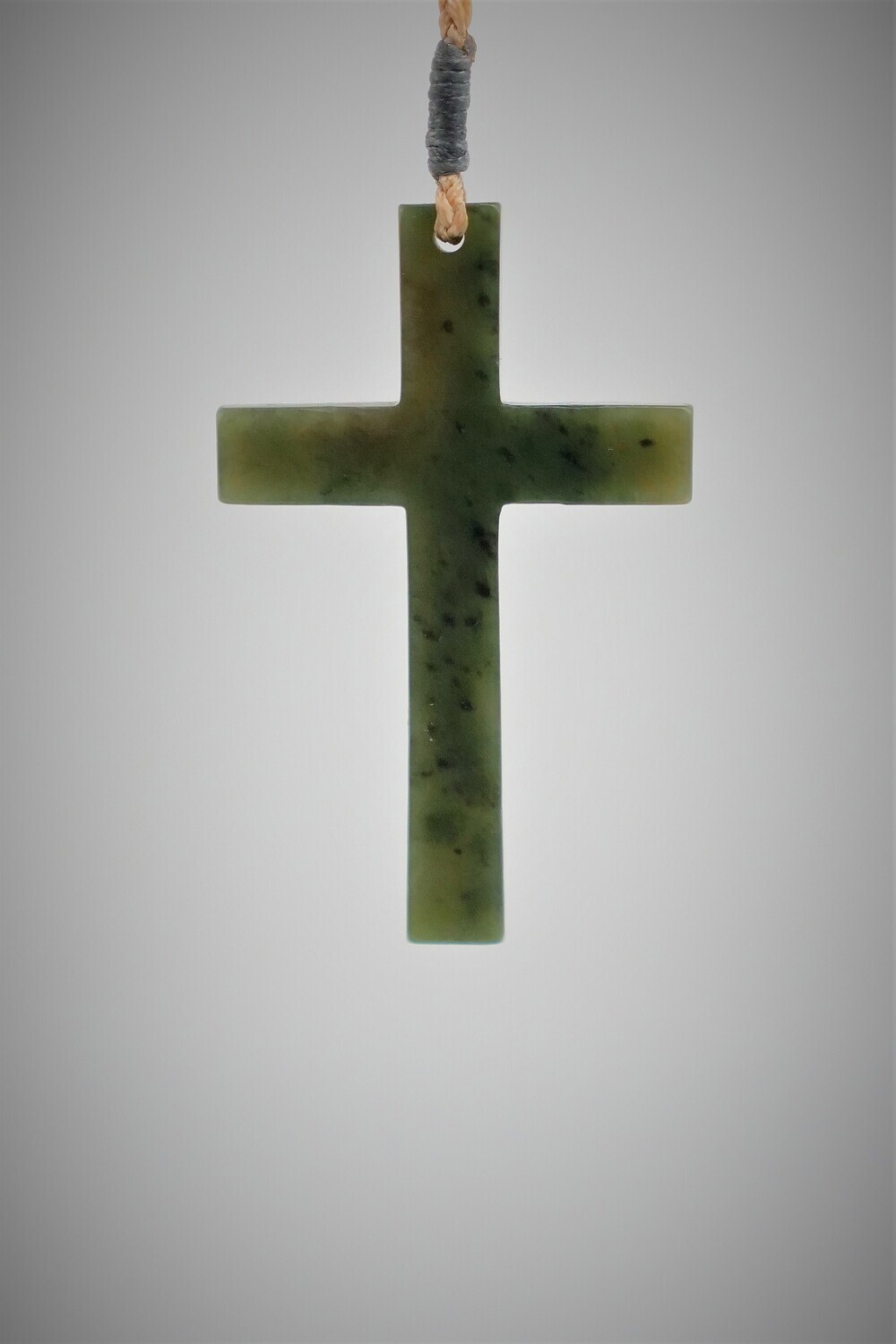 Moko Pounamu Cross NZ Genuine Kawakawa Greenstone - Ngatira