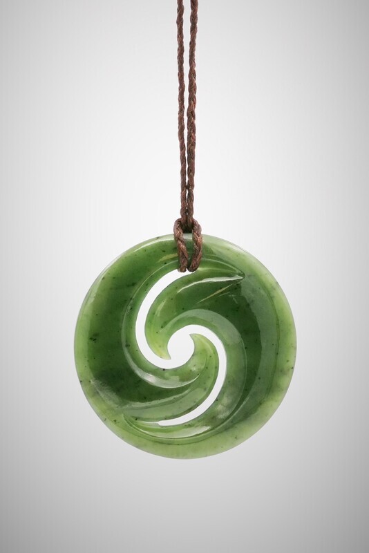 Moko Pounamu Contemporary Double Koru NZ Genuine Kawakawa Greenstone ...