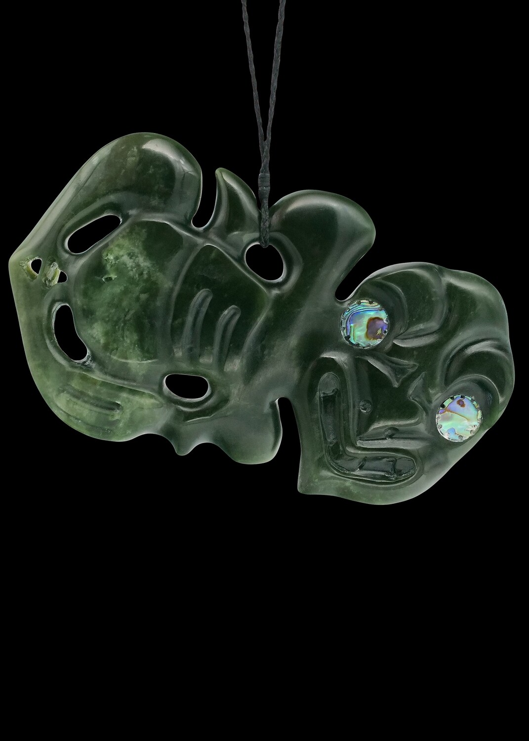 Moko Pounamu Hei Tiki Genuine NZ Kawakawa Greenstone - Pakipaki