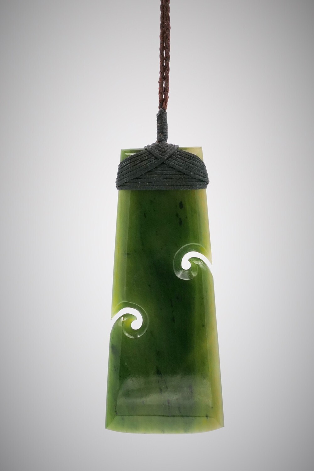 Moko Pounamu Toki with Koru NZ Genuine Kawakawa Greenstone - Rakau