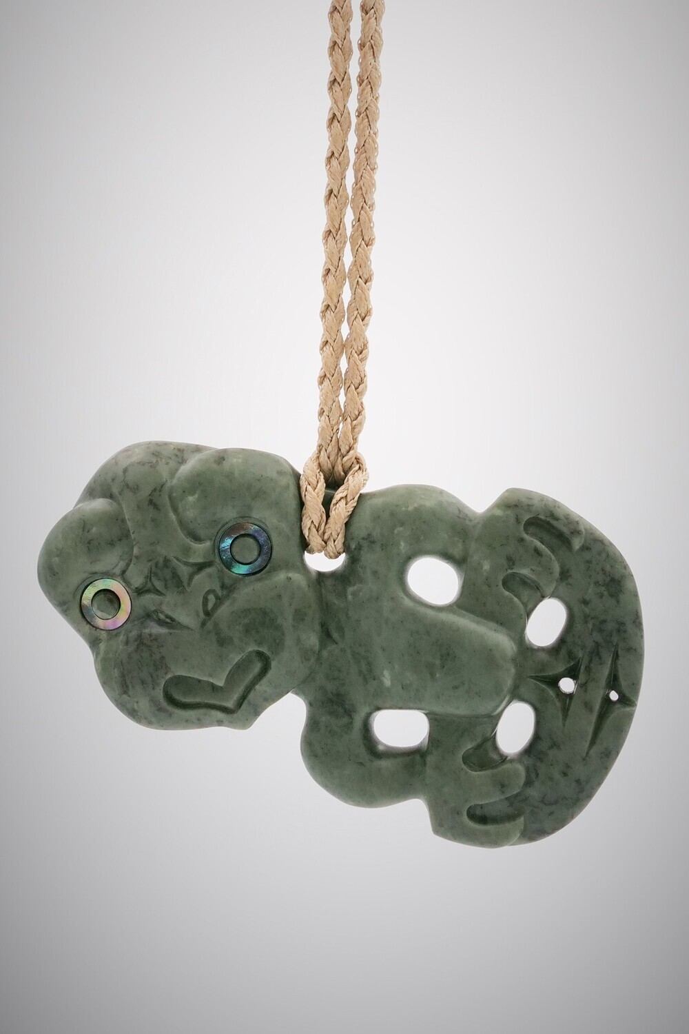 Moko Pounamu Hei Tiki Genuine NZ Inanga Greenstone - Whakaari