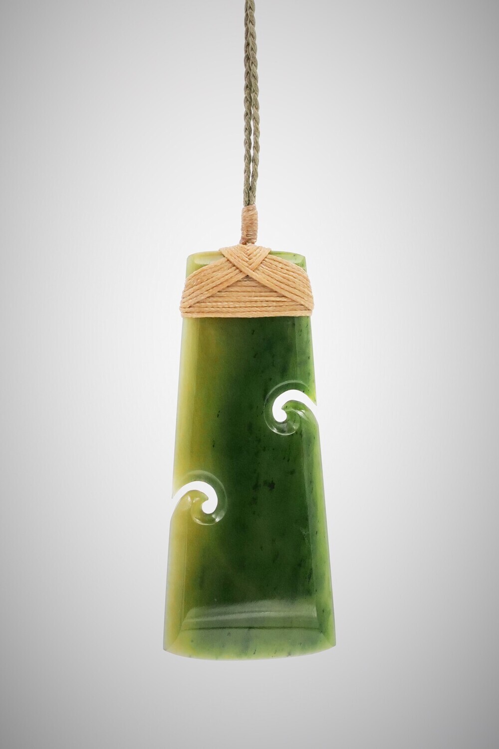 Moko Pounamu Toki with Koru NZ Genuine Kawakawa Greenstone - Otangaroa