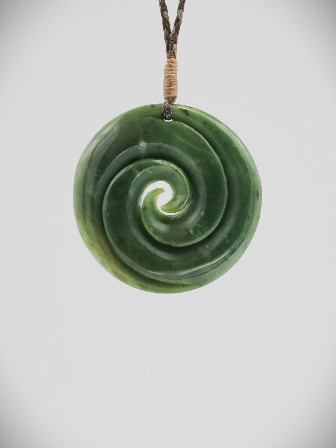 Moko Pounamu Double Koru NZ Genuine Kawakawa Flower Greenstone - Otoroa