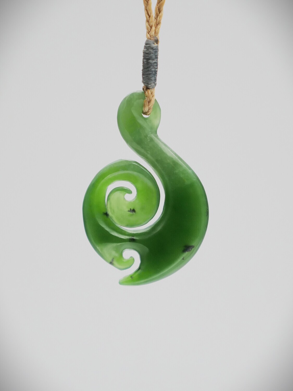 Moko Pounamu Triple Koru NZ Genuine Kahurangi Greenstone - Waipapakauri