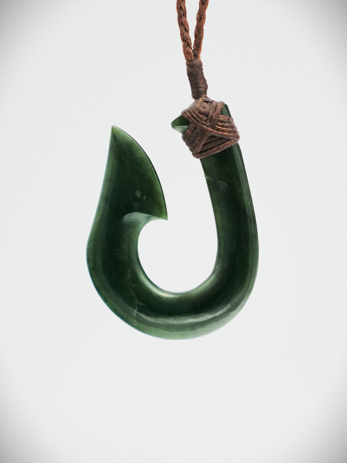 Moko Pounamu Hei Matau (Hook) NZ Genuine Kawakawa Greenstone - Anakakata