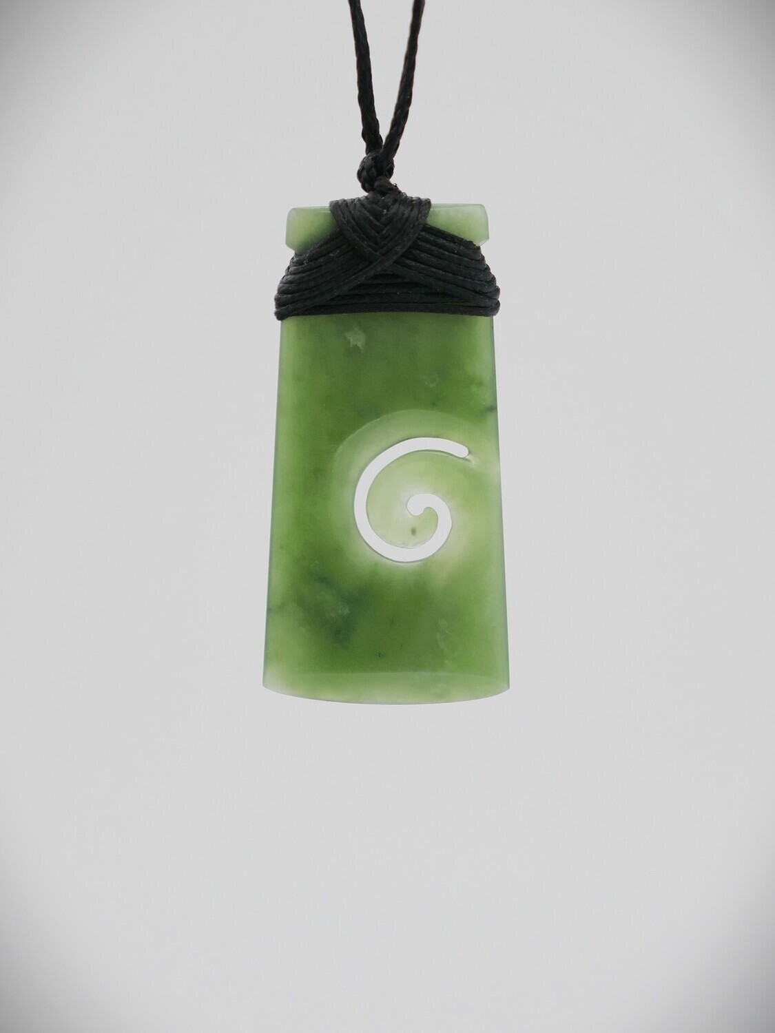 Moko Pounamu Toki with Koru NZ Genuine Kahurangi Greenstone - Ahuriri