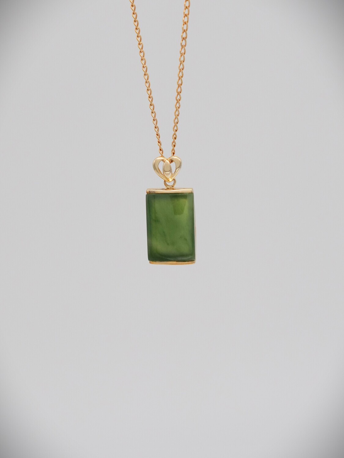 Moko Pounamu Kahurangi Greenstone and 9ct Gold Rectangle Pendant - SALE