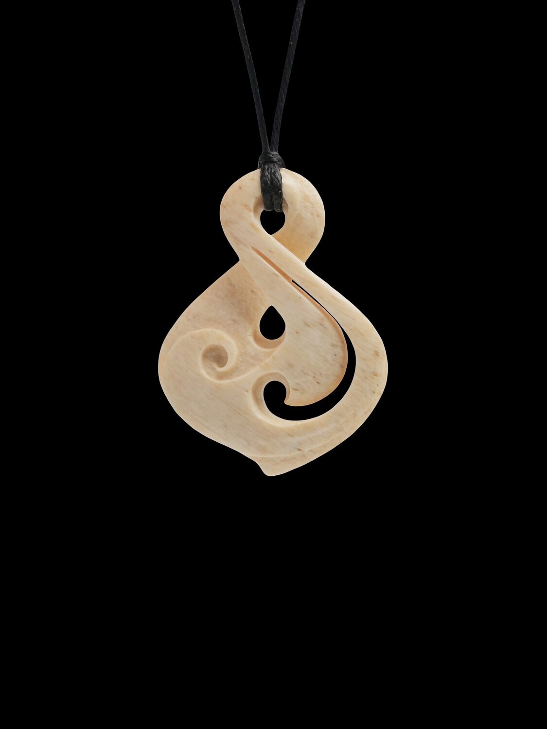 Moko Pounamu, Pikorua (Twist) Whale Bone Carving - Rangihaeata