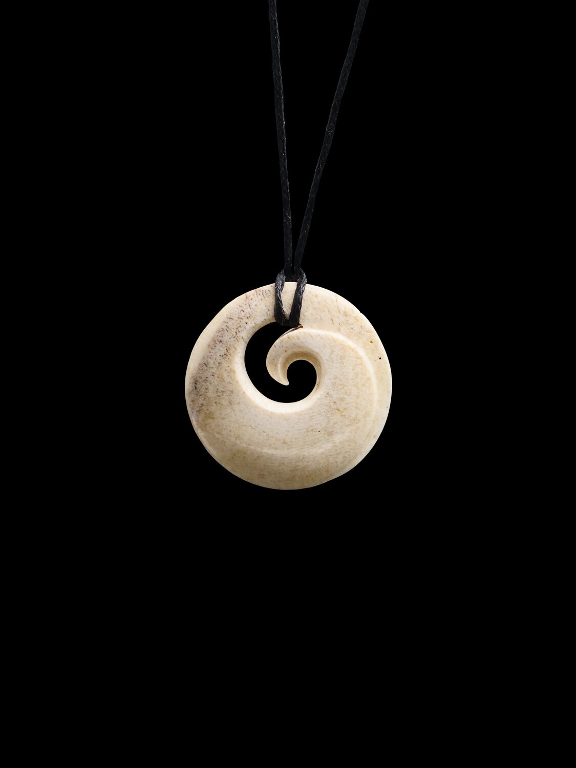 Moko Pounamu, Koru Whale Bone Carving - Awatere