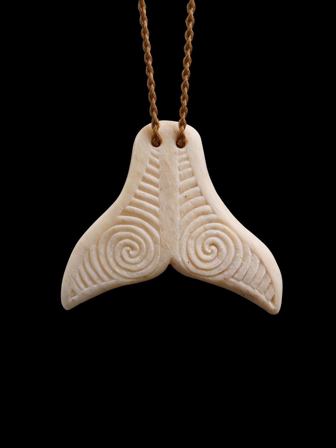 Moko Pounamu, Whale Tail Genuine Whale Bone Carving - Ahaura