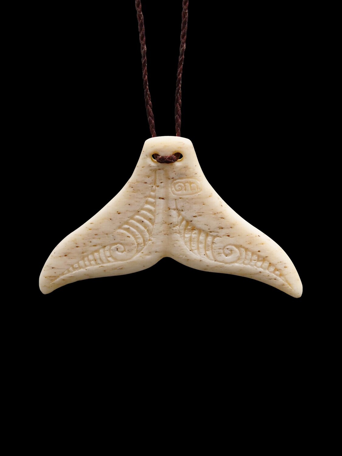 Moko Pounamu, Whale Tail Genuine Whale Bone Carving - Maimai