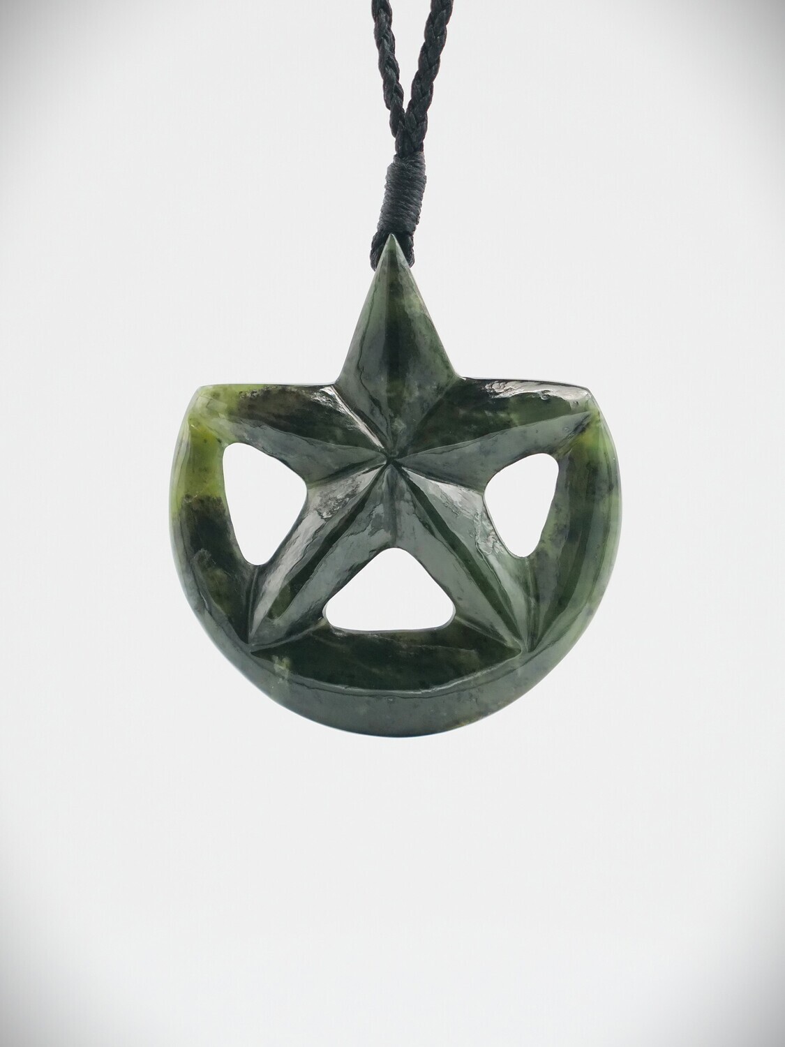 Moko Pounamu Ratana Star NZ Genuine Kawakawa Greenstone - Awatere