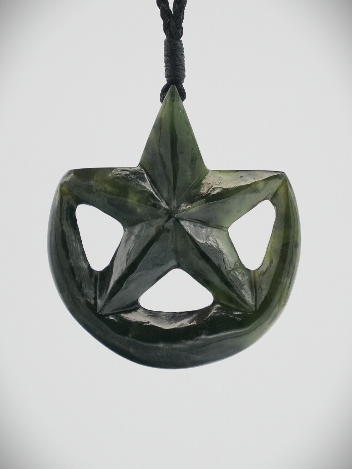 Moko Pounamu Ratana Star NZ Genuine Kawakawa Greenstone - Rotomanu