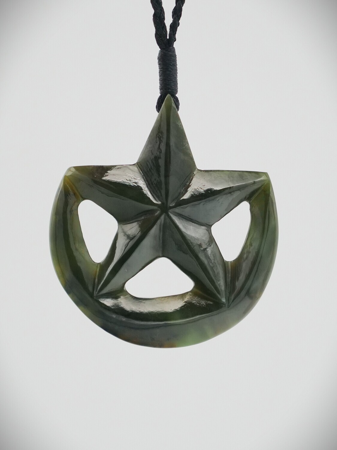 Moko Pounamu Ratana Star NZ Genuine Kawakawa Greenstone - Whitireia
