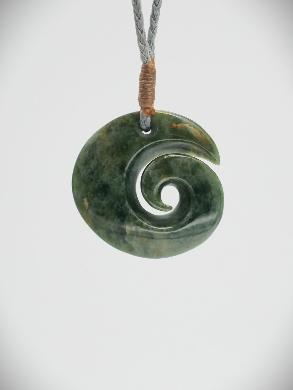 Moko Pounamu Koru NZ Genuine Kawakawa Flower Greenstone - Waitangitahuna